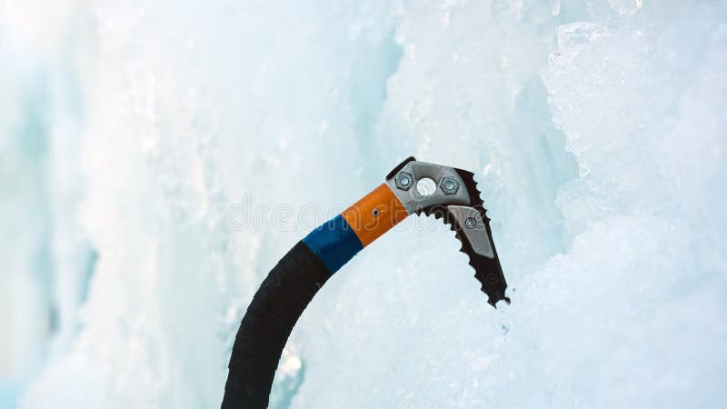 Climber using an ice axe stock image. Image of excitement - 222652009