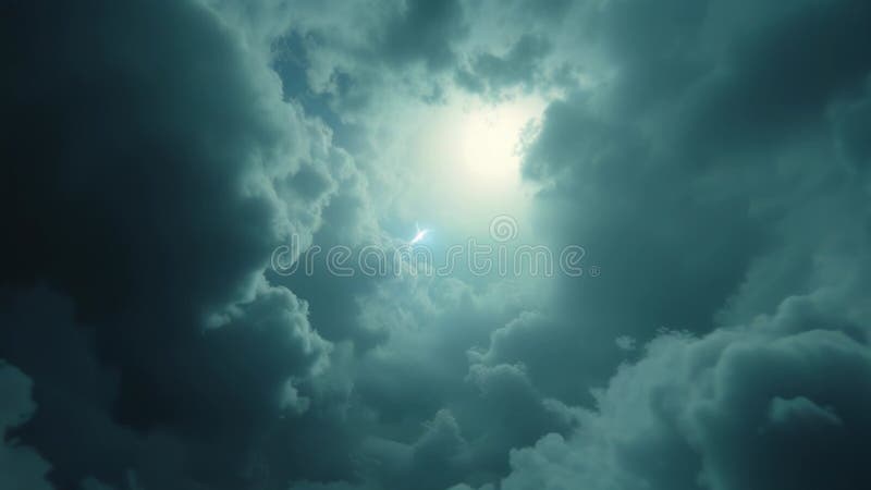 Point of View from Inside Dramatic Thunderstorm with Lightning and Dark ...