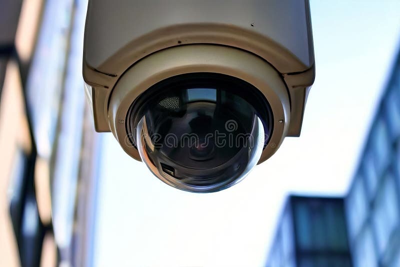 Point of View Shot Looking Up at a Security Camera from a Low an Stock ...