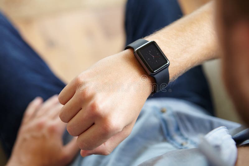 Point of View Shot of Man Wearing Smart Watch Stock Image - Image of ...
