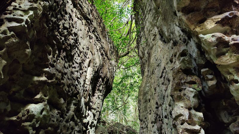 Point of View in between Tall Rock Formations Stock Photo - Image of ...