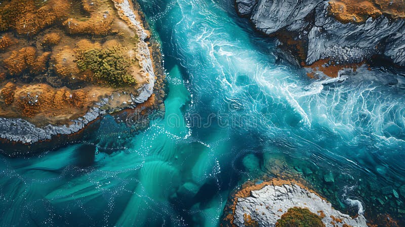 The Point Where Two Rivers Meet Stock Illustration - Illustration of ...
