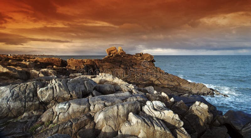 Pointe De La Torche in Brittany Coast Stock Photo - Image of horizon ...