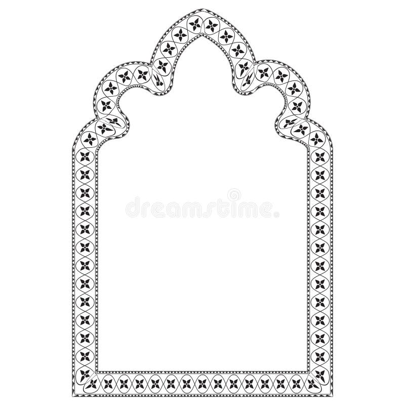 Pointed Cinquefoil Arch Flower Frame Stock Vector - Illustration of ...