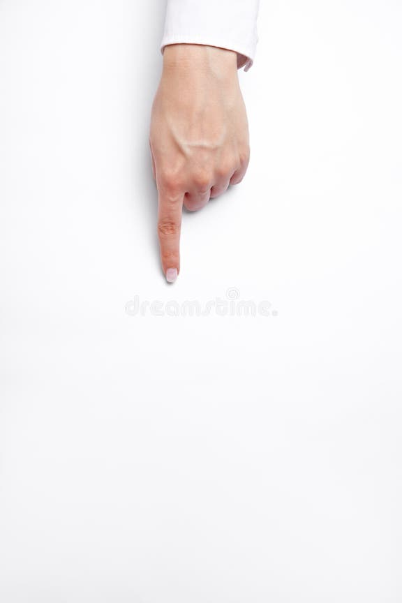 Pointed Index Finger on White Paper Stock Image - Image of finger ...