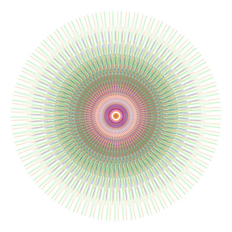 Pointed Line Circles Round Random Concentric Colorful on White ...
