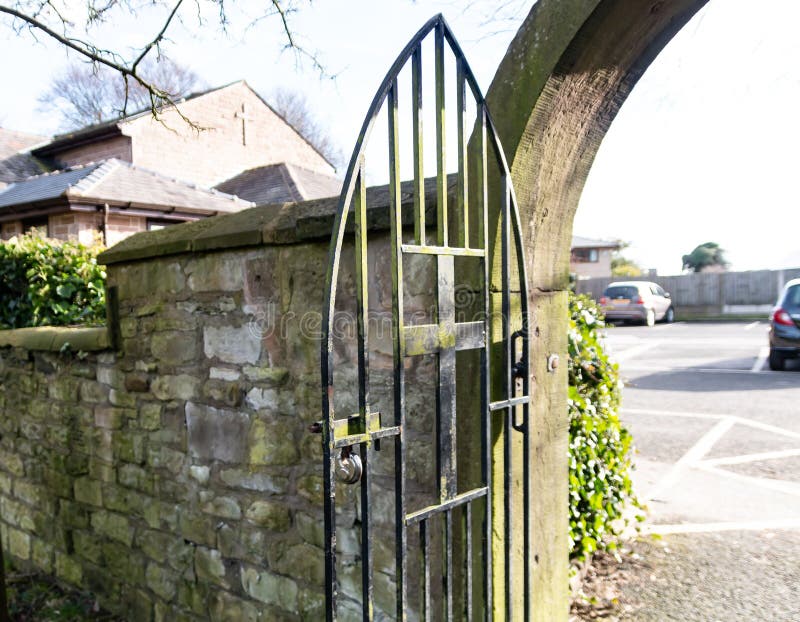 Pointed Metal Gate stock image. Image of building, gate - 144987941