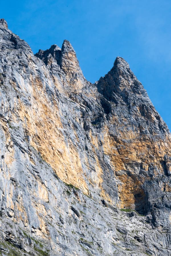 Pointed Peaks of the Cliffs in Lauterbrunnen Stock Photo - Image of ...
