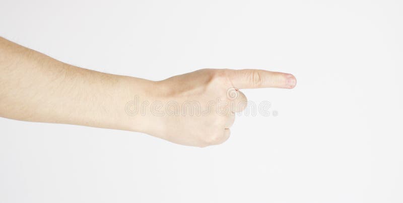 Pointed or Pushing Hand on White Stock Image - Image of caucasian ...