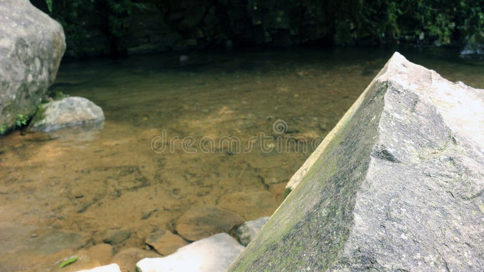 Pointed Rocks at Waterfall with Plants and River Stock Photo - Image of ...