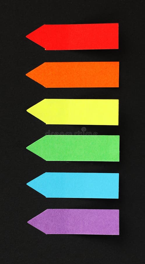 Pointed Sticky Notes on a Black Background Stock Image - Image of sign ...