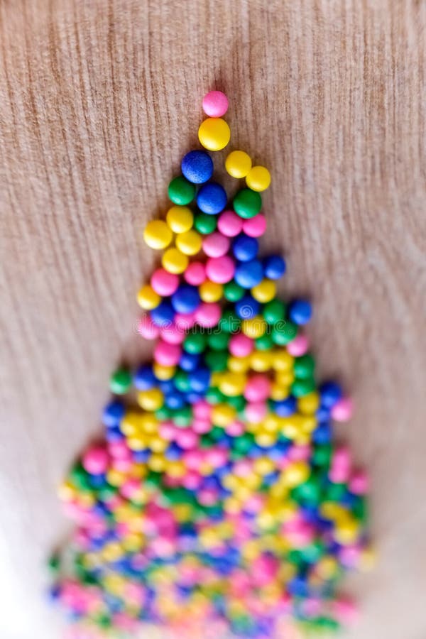 Pointed Triangle Composed of Small Colored Balls, Focus on the Front ...