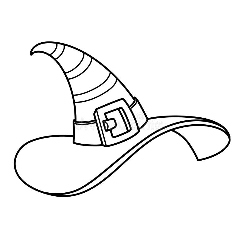 Pointed Witch Hat with Large Brim Stock Vector - Illustration of ...