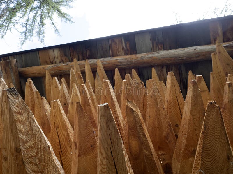 Wood Logs Wall Under the Snow Stock Image - Image of rural, pattern ...