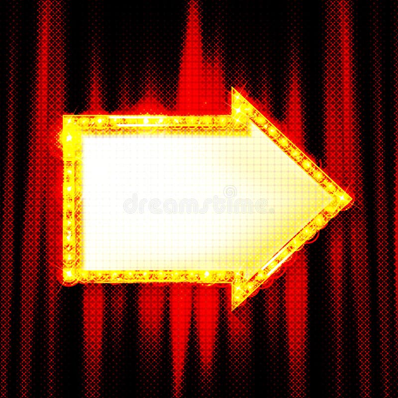 The Pointer is an Arrow with Retro-style Light Bulbs Stock Illustration ...