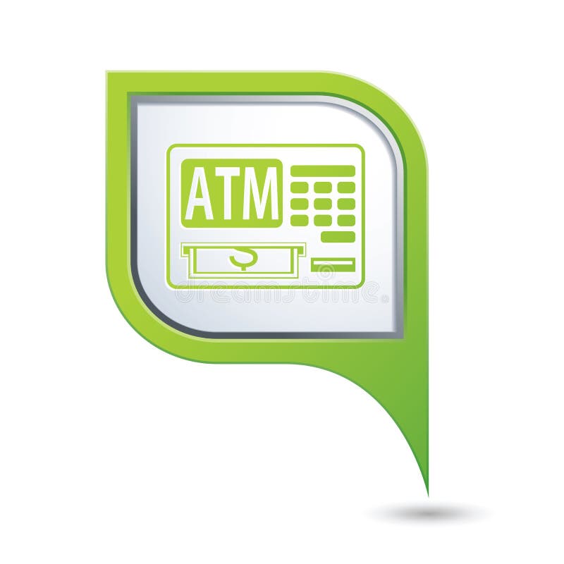Pointer with ATM Cash Point Icon Stock Vector - Illustration of bubble ...
