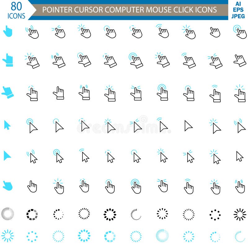 Pointer Cursor Computer Mouse Click Arrow Icons Vector Illustrator Set ... Pointer Cursor Computer Mouse Click Arrow Icons Vector Illustrator Set ...