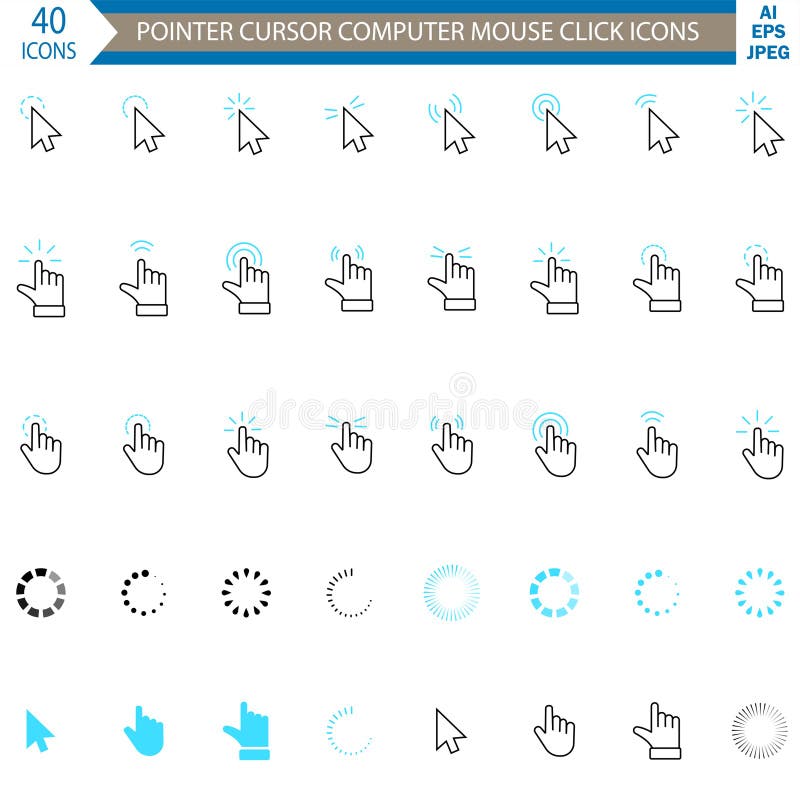 Pointer Cursor Computer Mouse Click Arrow Icons Vector Illustrator Set ... Pointer Cursor Computer Mouse Click Arrow Icons Vector Illustrator Set ...
