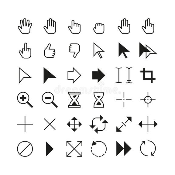Pointer Cursor. Mouse Arrow Icon Pointers, Black Selection and Edit ...