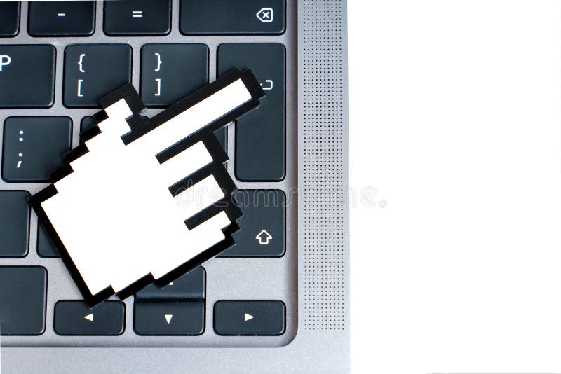 Pointer Cursor Shape Clicks Enter Key on a Laptop Stock Image - Image ...