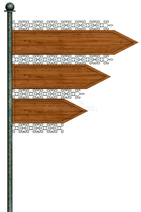 Pointer Direction on Street Pole Stock Illustration - Illustration of ...