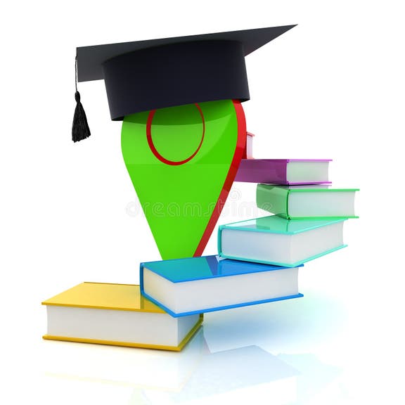 Pointer of Education in Graduation Hat with Books Around Stock ...