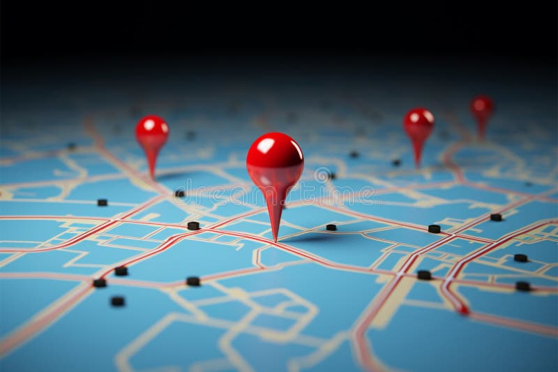 Pointer Focus. Red Map Pin on Blue Offers Ample Copy Area Stock ...