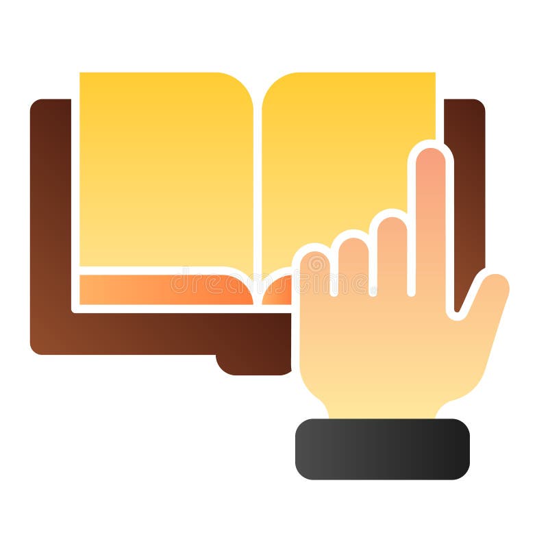 Pointer Hand and Book Flat Icon. Digital Book Color Icons in Trendy ...