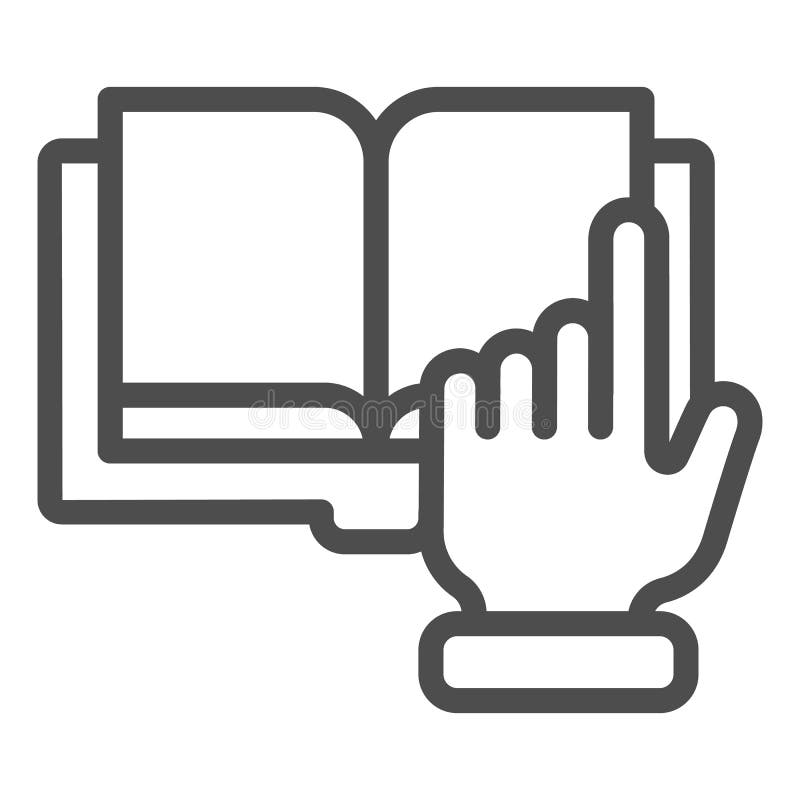 Pointer Hand and Book Line Icon. Digital Book Vector Illustration ...