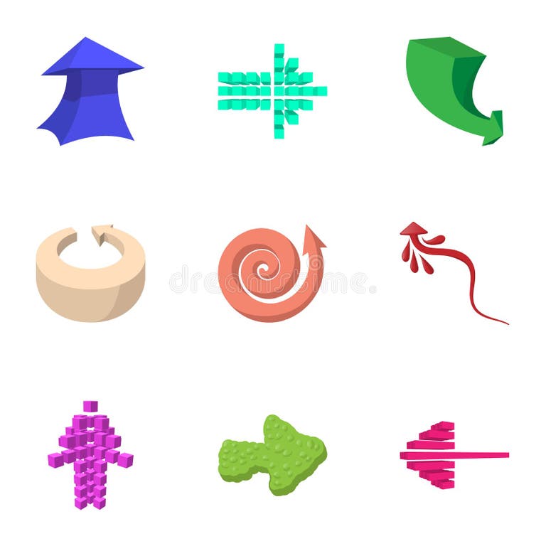 Pointer Icons Set, Cartoon Style Stock Illustration - Illustration of ...