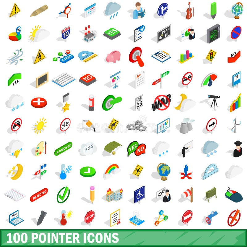 100 Pointer Icons Set, Isometric 3d Style Stock Vector - Illustration ...