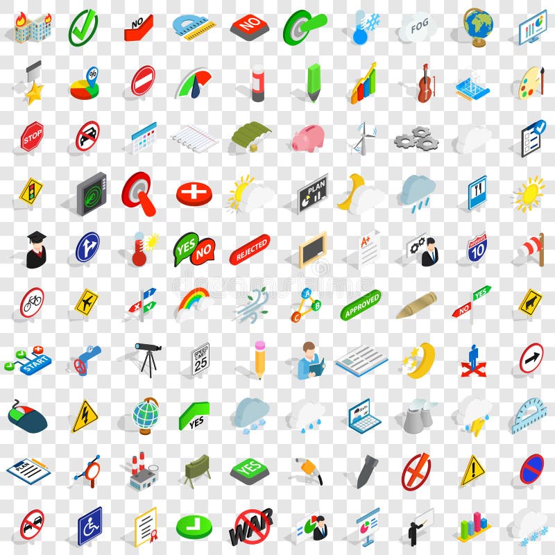 100 Pointer Icons Set, Isometric 3d Style Stock Vector - Illustration ...