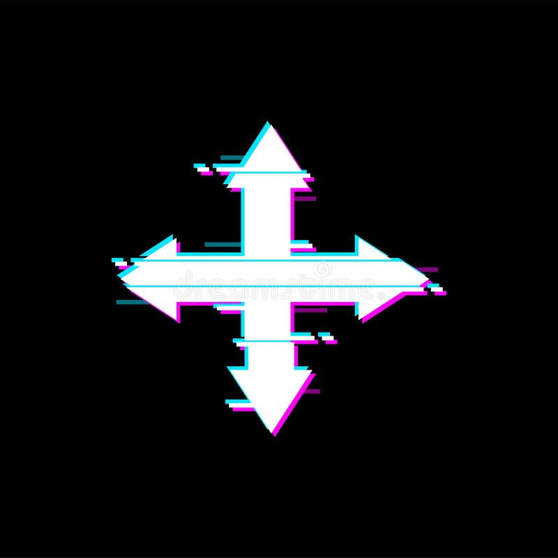 Pointer on Left and Right, Down Up Glitch Arrow Stock Vector ...