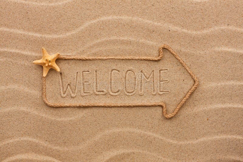 Pointer Made of Rope with an Inscription Welcome, with Starfish Stock ...