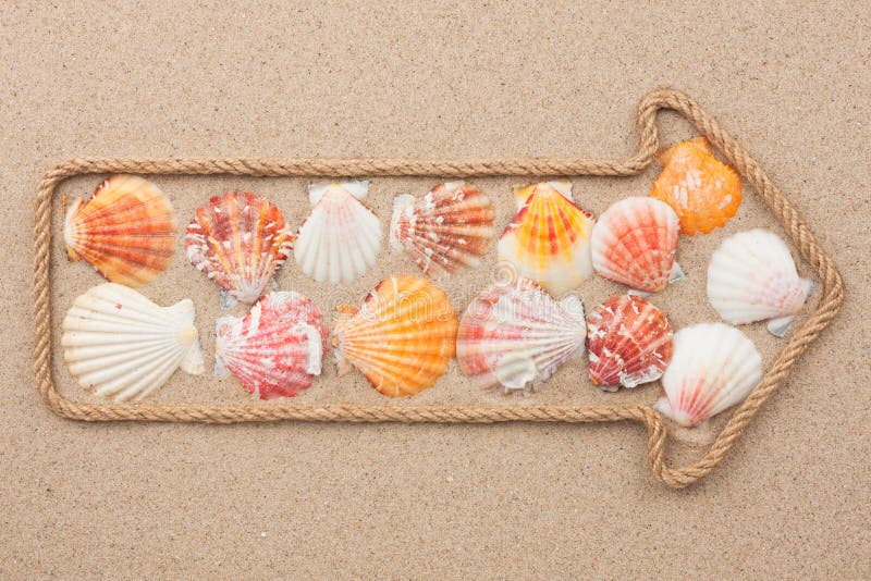 Pointer Made of Rope with Sea Shells Stock Photo - Image of frame ...