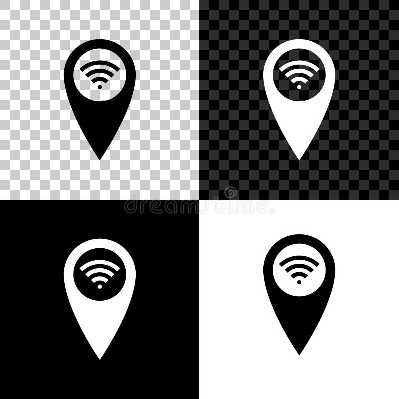 Pointer Map with Wifi Internet Signal Connection Icon Isolated on Black ...
