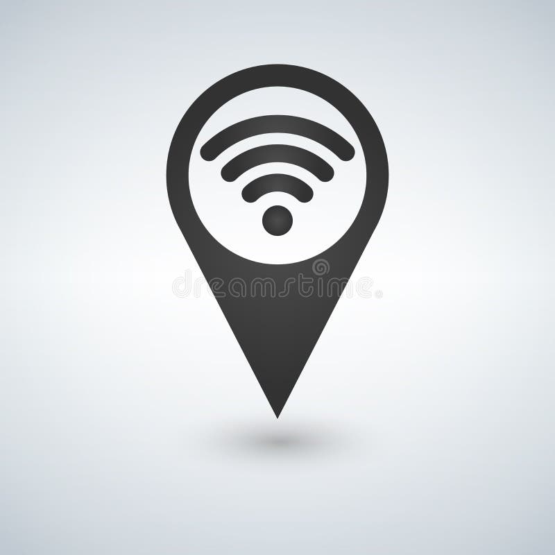 Pointer and Wifi Logo Icon. Map Pointer Internet Vector Illustration ...