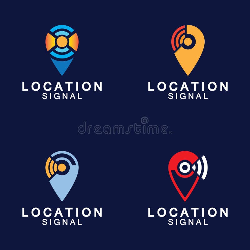 Pointer Map with Wifi Internet Signal Location Connection Icons Logo ...