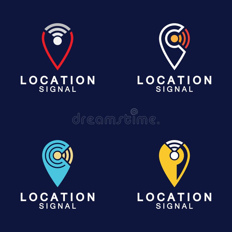 Pointer Map with Wifi Internet Signal Location Connection Icons Logo ...