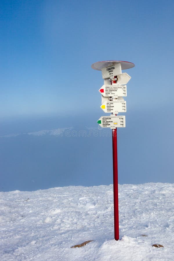 Pointer on the Mountain Hoverla Stock Image - Image of frost ...