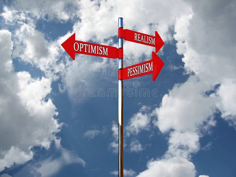 Pointer Optimism, Pessimism, Realism Stock Illustration - Illustration ...