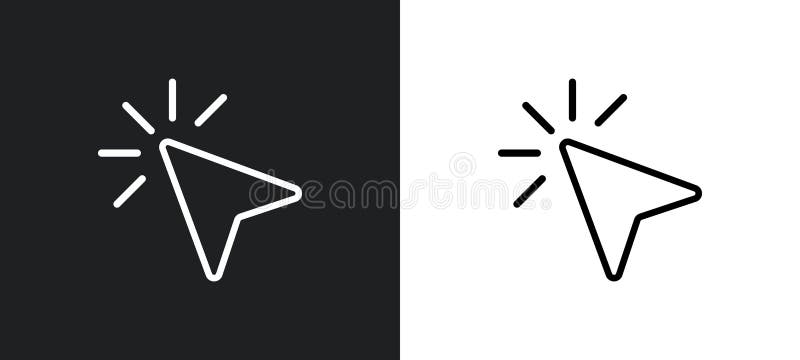 Pointer Outline Icon in White and Black Colors. Pointer Flat Vector ...