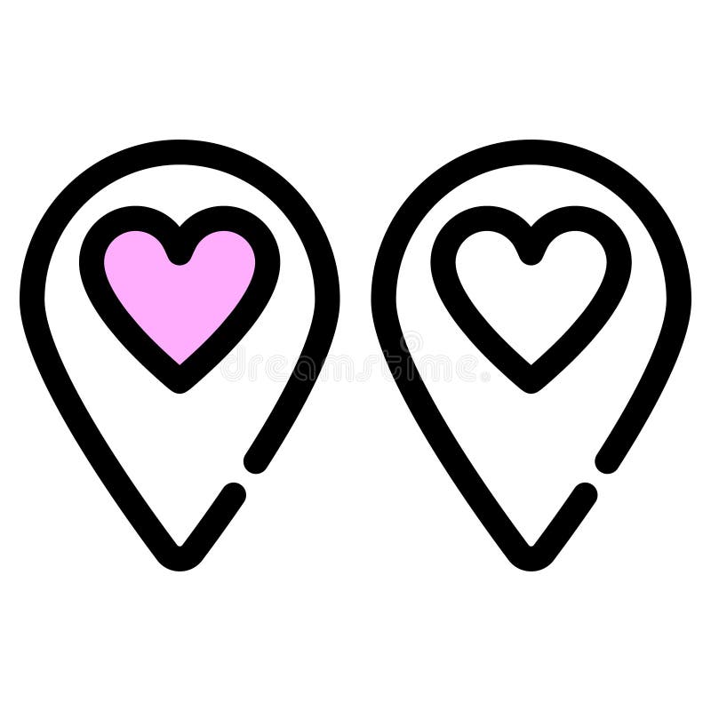 Pointer Pin Up Icons with Heart, Web Design Element, Favorite Location ...