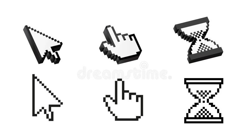 Pointer Pixel Cursor Arrow Finger Stock Vector - Illustration of technology, computer: 283515583