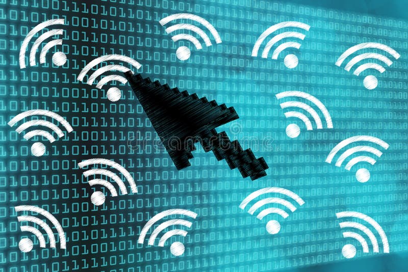 Pointer Selecting One Wi-fi Connection Symbol Out of a Group Stock ...