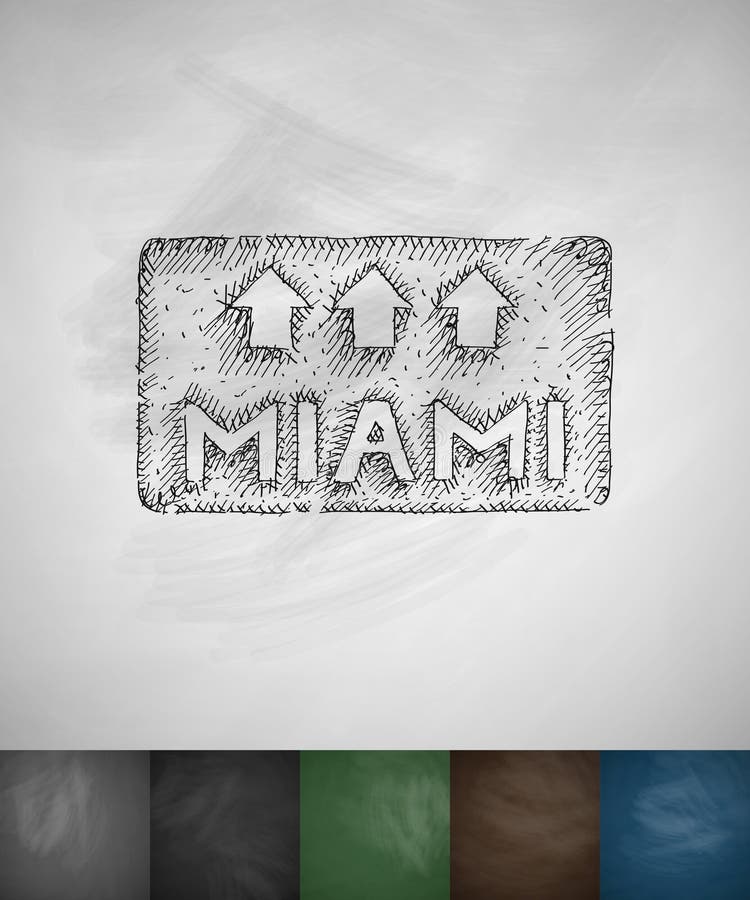 Pointer To Miami Icon. Hand Drawn Vector Illustration Stock Vector ...