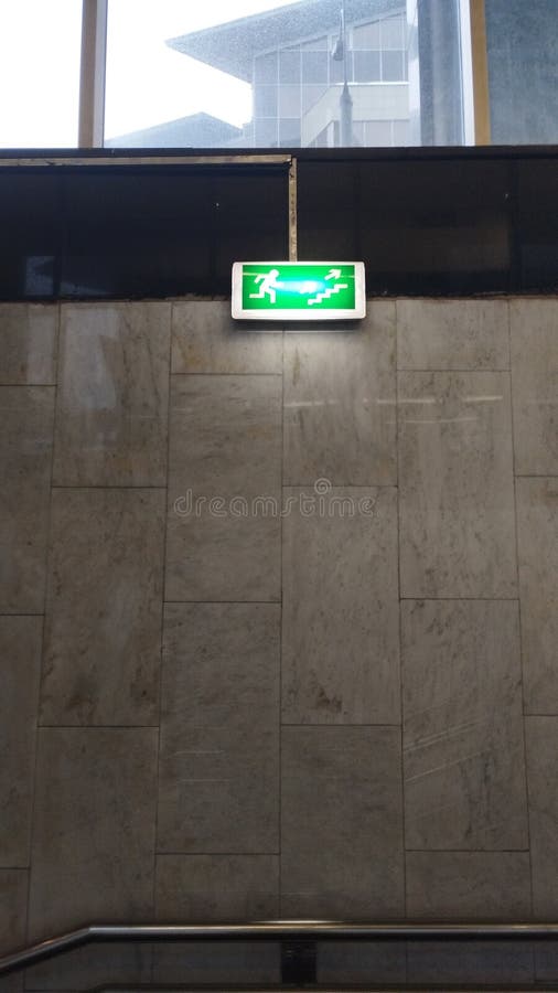 A Pointer Towards the Emergency Exit from the Subway Stock Photo ...