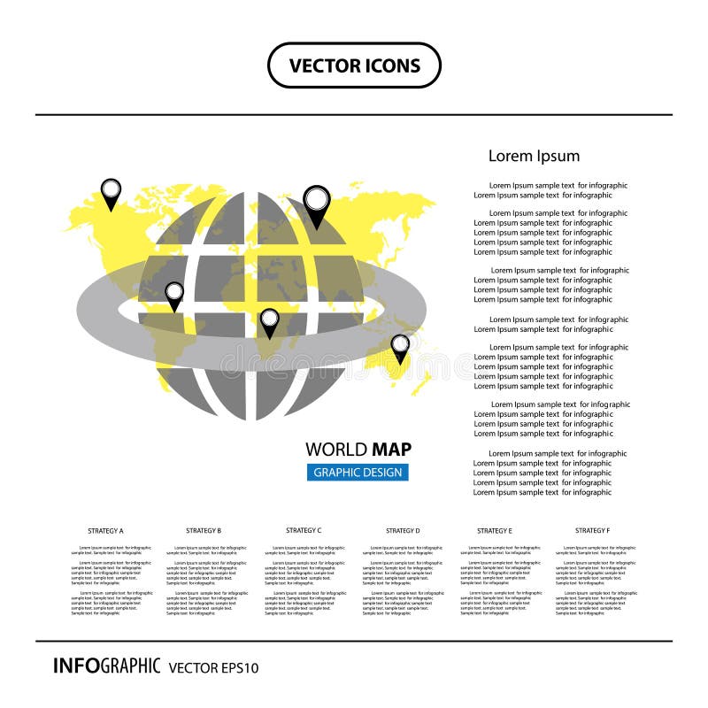 Pointer in world map stock vector. Illustration of graphic - 103145742