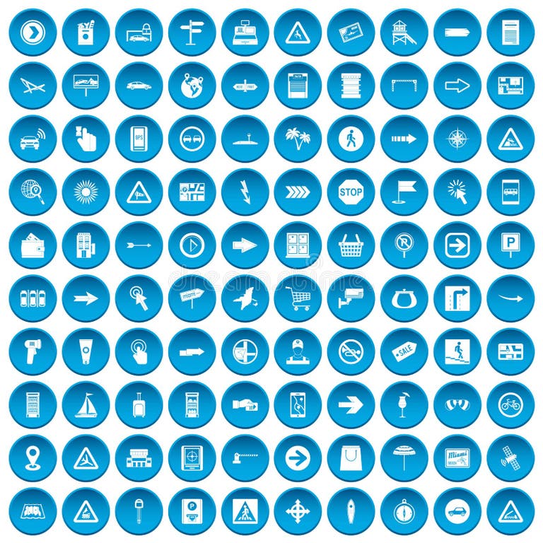 100 Pointers Icons Set Blue Stock Vector - Illustration of palm, icons ...