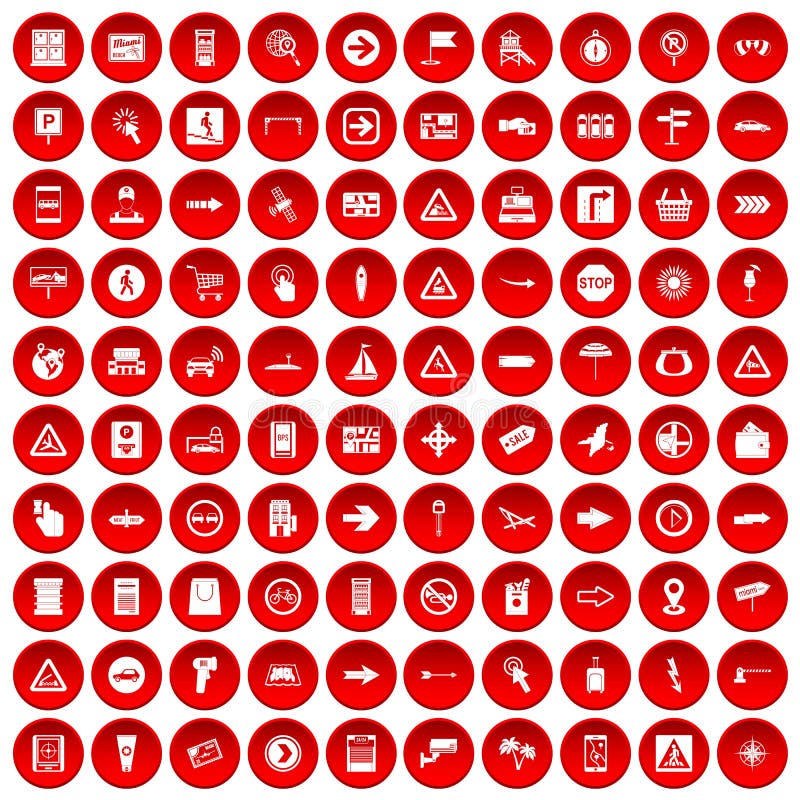 100 pointers icons set red stock vector. Illustration of shopping ...